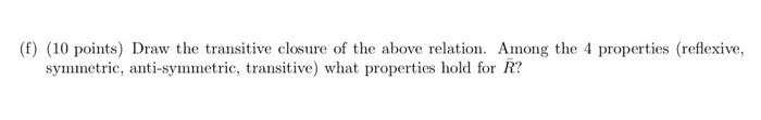 (f) (10 points) Draw the transitive closure of the | Chegg.com