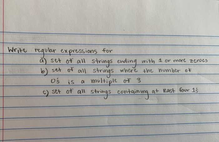 Solved Write Regular Expressions For A Set Of All Strings 9351