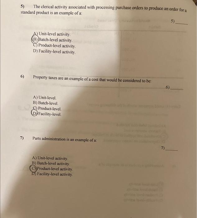 Solved 5) The clerical activity associated with processing | Chegg.com