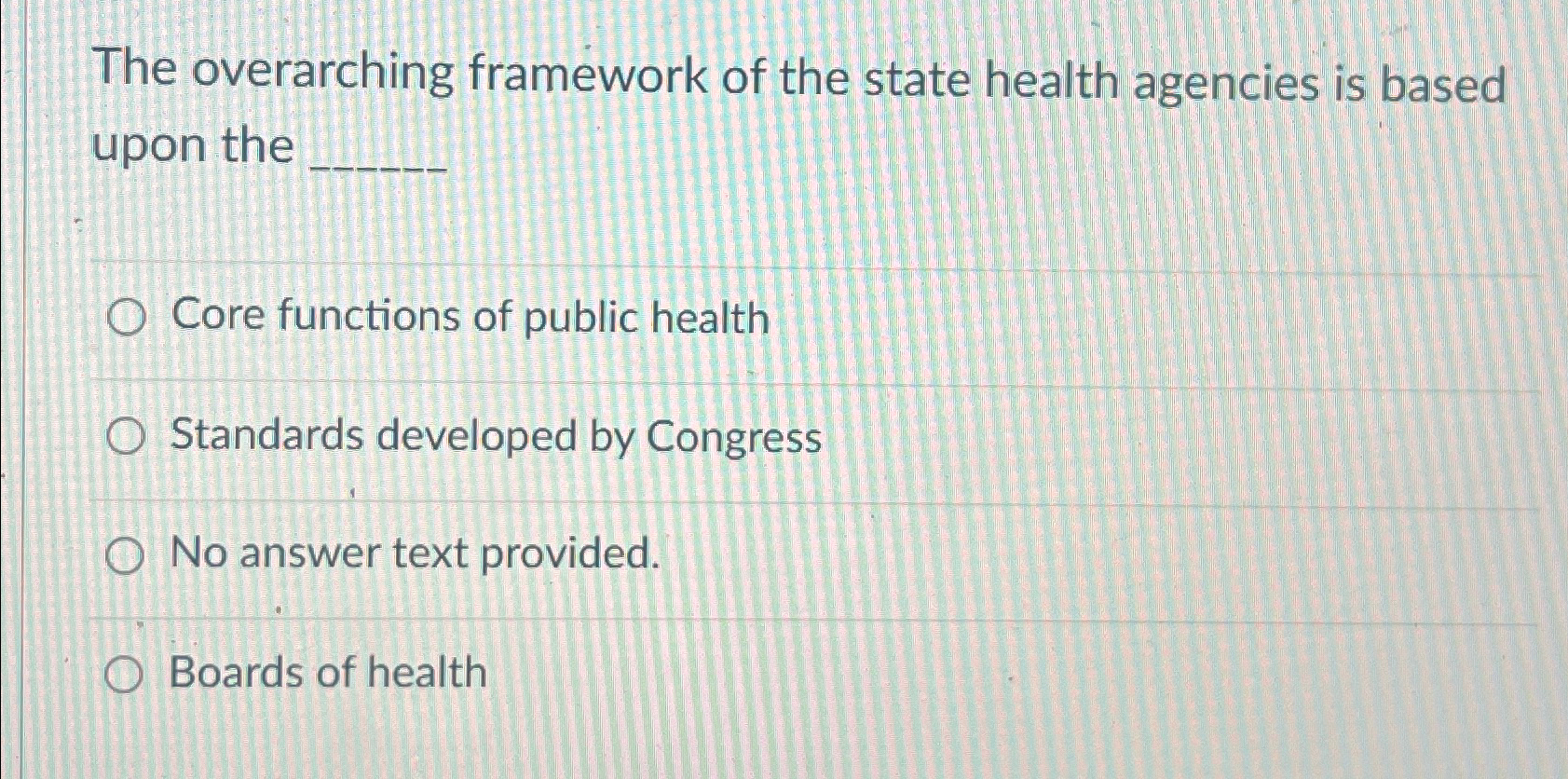 Solved The overarching framework of the state health | Chegg.com