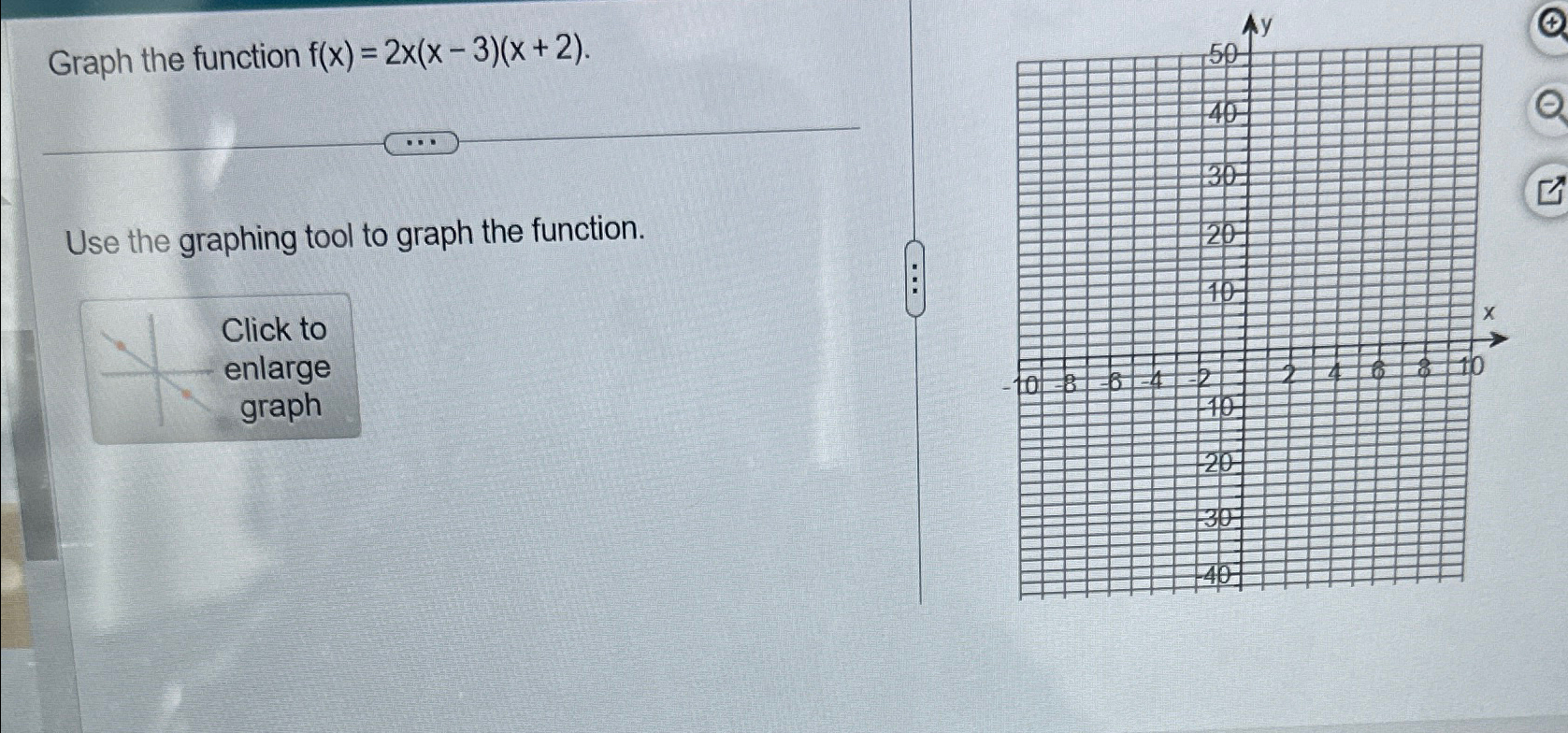 Solved Graph the function f(x)=2x(x-3)(x+2)Use the graphing | Chegg.com