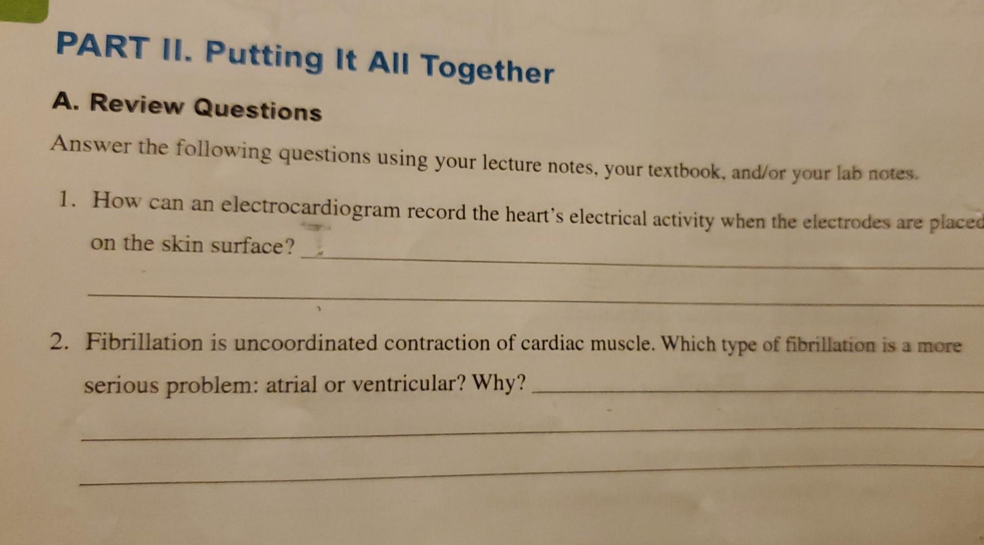 Solved A. Review Questions Answer the following questions | Chegg.com