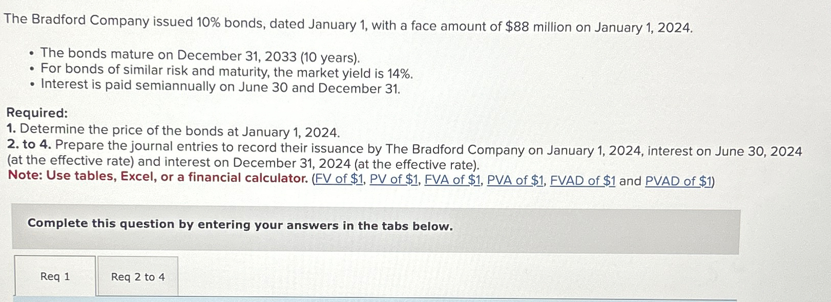 Solved The Bradford Company issued 10% ﻿bonds, dated January | Chegg.com