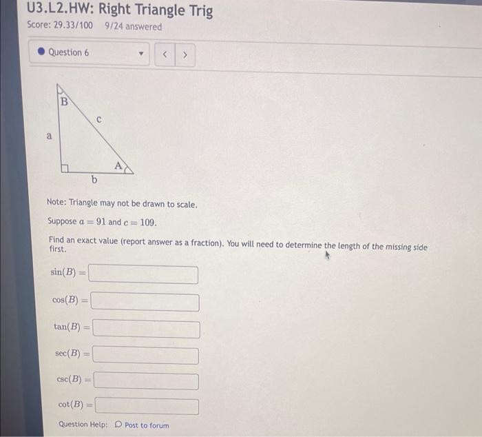 Solved U3.L2.HW: Right Triangle Trig Score: 29.33/100 9/24 | Chegg.com