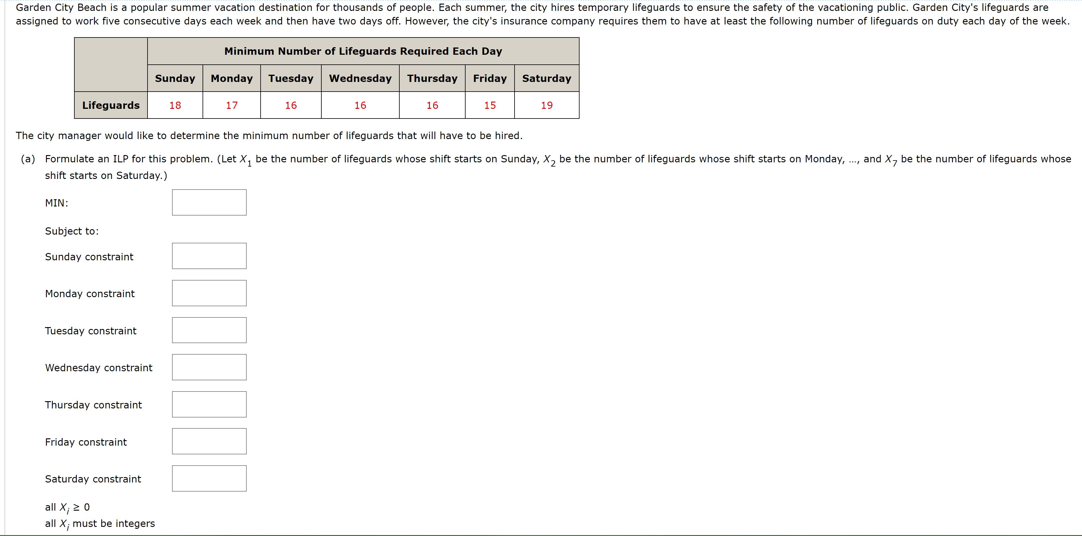 Solved (b) ﻿Implement your model in a spreadsheet and solve | Chegg.com
