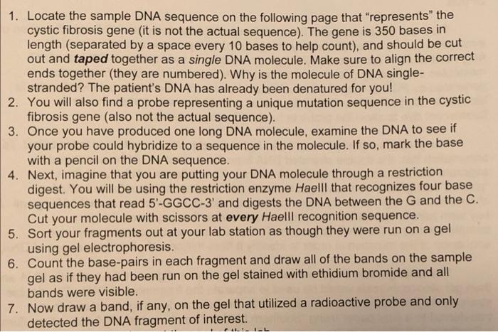 Solved 1. Locate the sample DNA sequence on the following | Chegg.com