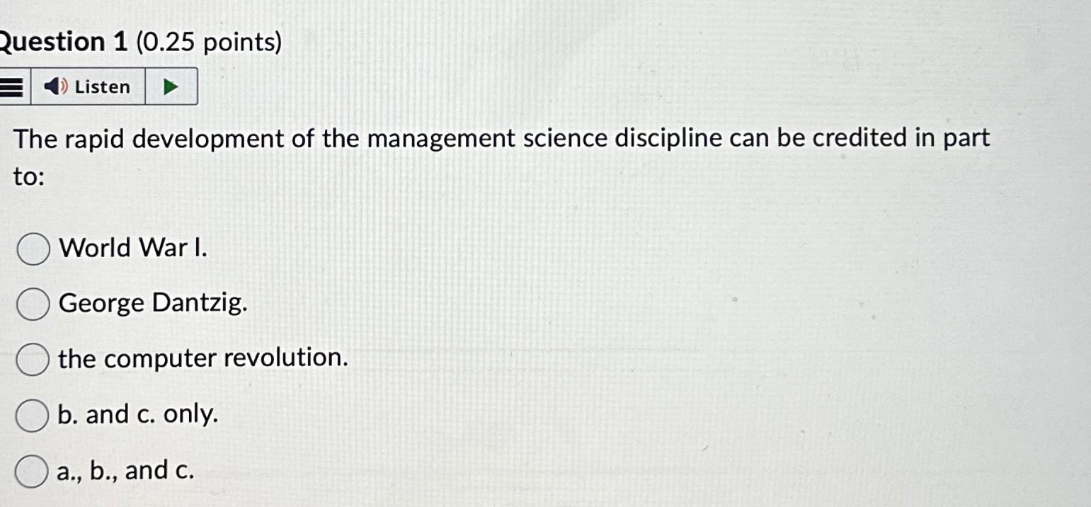 Solved Question 1 ( 0.25 ﻿points)ListenThe rapid development | Chegg.com