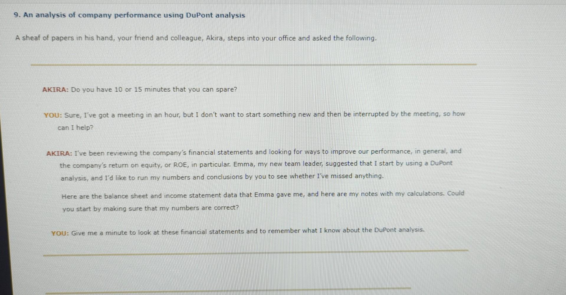 Solved An analysis of company performance using DuPont | Chegg.com