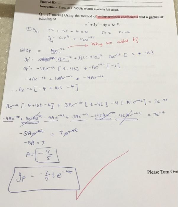 Solved can you explain why we added t in yp like how do i | Chegg.com