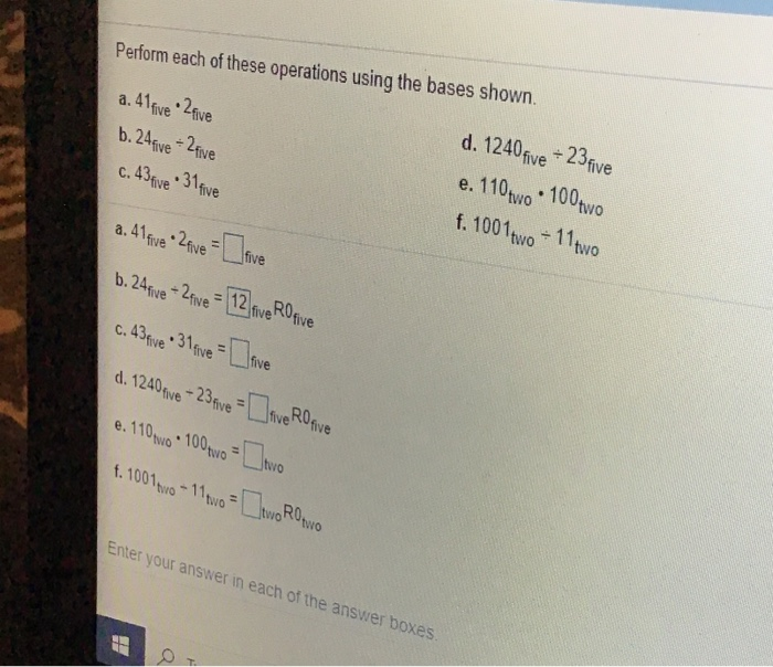 Solved Perform each of these operations using the bases | Chegg.com