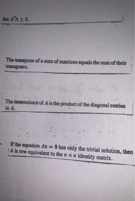 Solved det ATA > 0. The transpose of a sum of matrices | Chegg.com