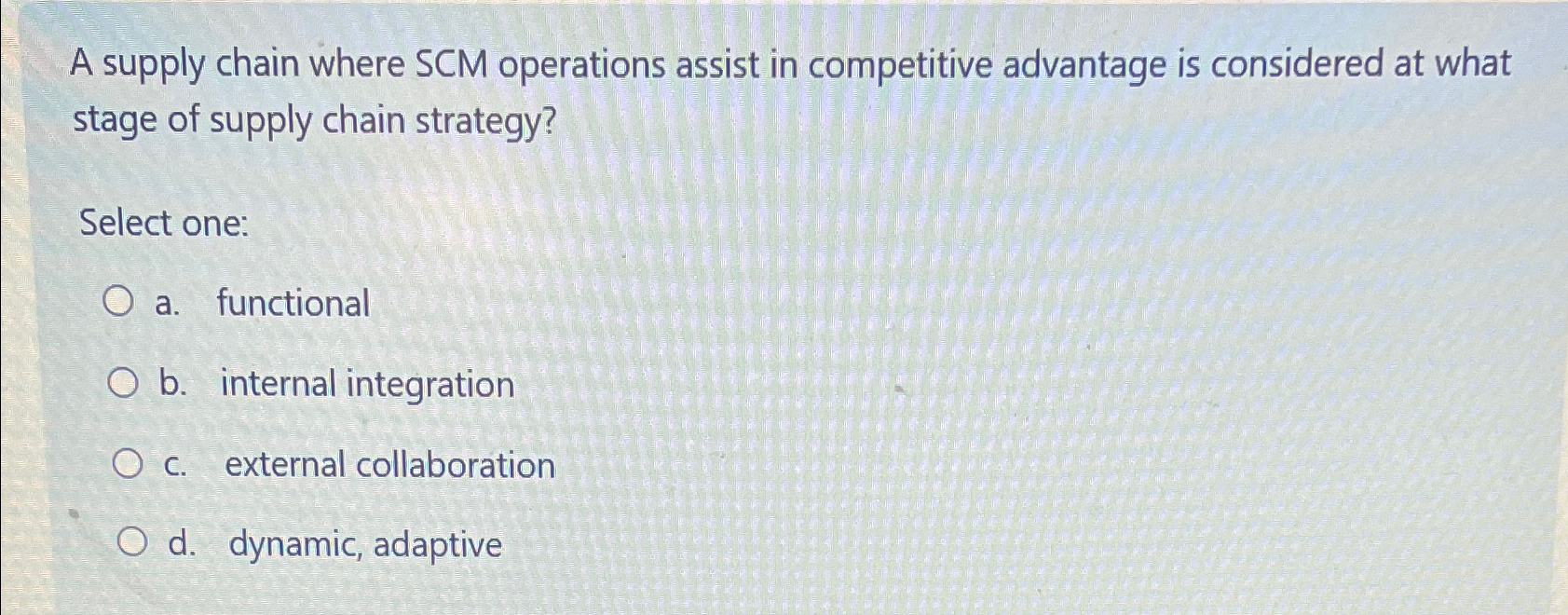 Solved A supply chain where SCM operations assist in | Chegg.com