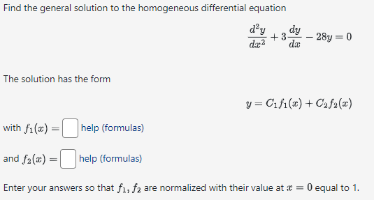 Solved Find the general solution to the homogeneous | Chegg.com