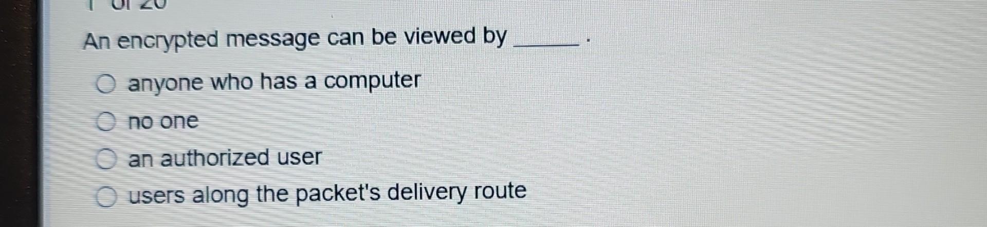 Solved An encrypted message can be viewed byanyone who has a | Chegg.com