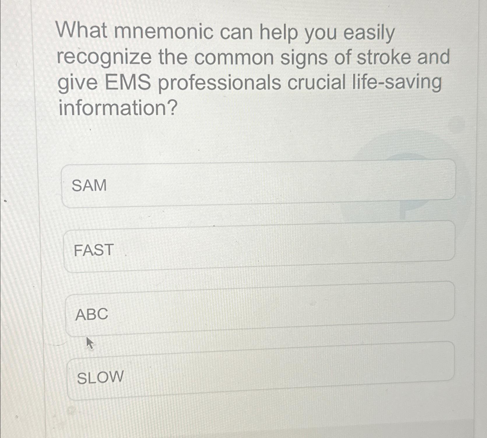 Solved What mnemonic can help you easily recognize the | Chegg.com