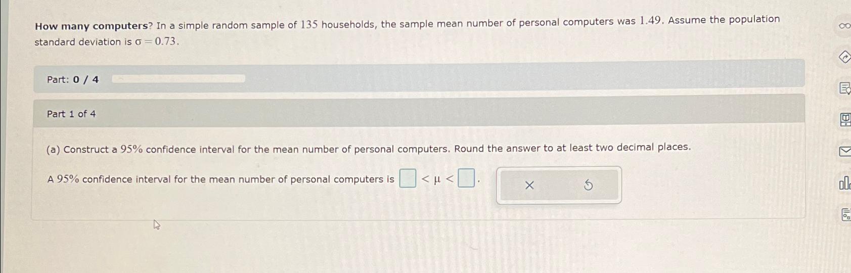 Solved How many computers? In a simple random sample of 135 | Chegg.com