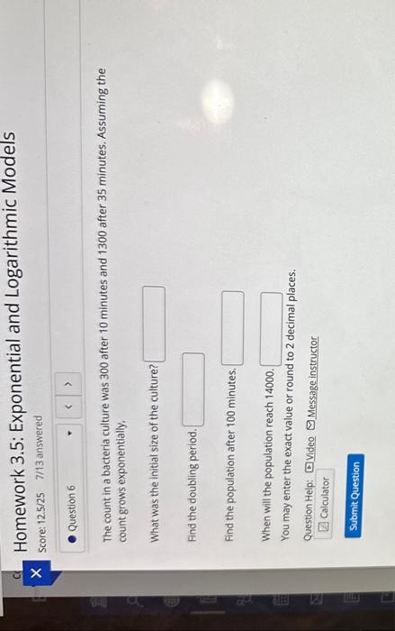 Solved Homework 3.5: Exponential and Logarithmic Models | Chegg.com