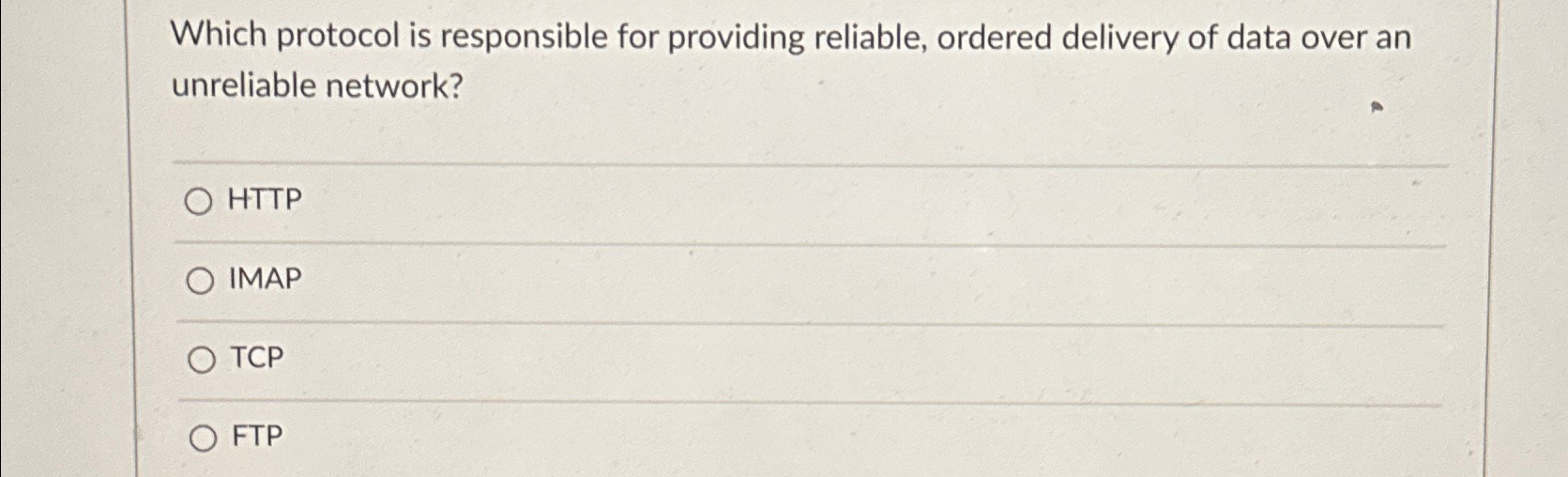 Solved Which protocol is responsible for providing reliable, | Chegg.com