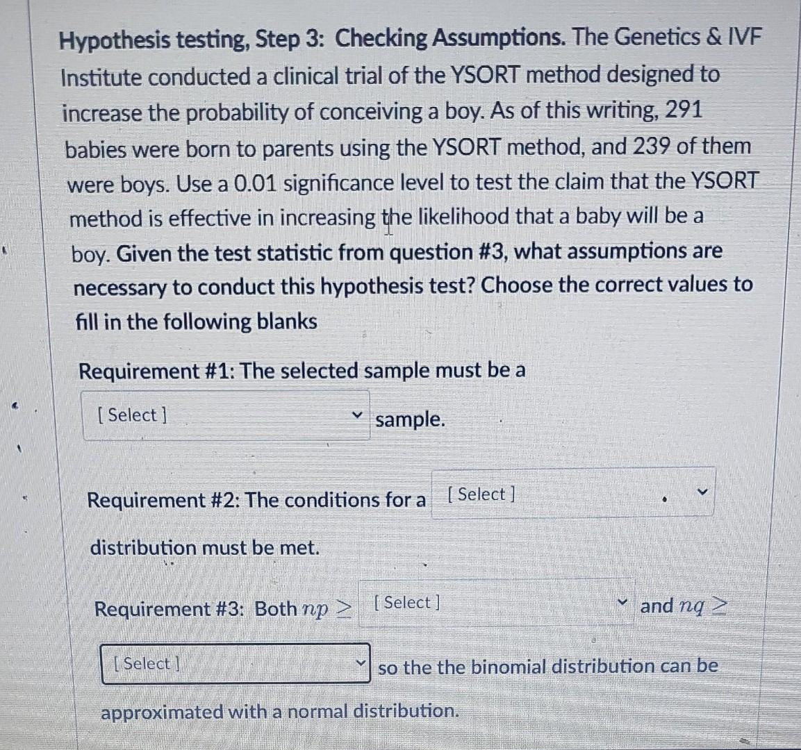 Solved Hypothesis testing, Step 3: Checking Assumptions. The | Chegg.com