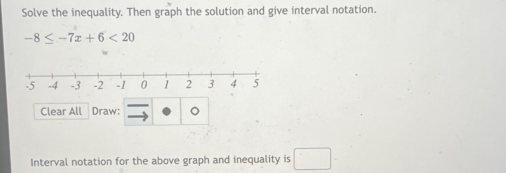 Solved Solve the inequality. Then graph the solution and | Chegg.com