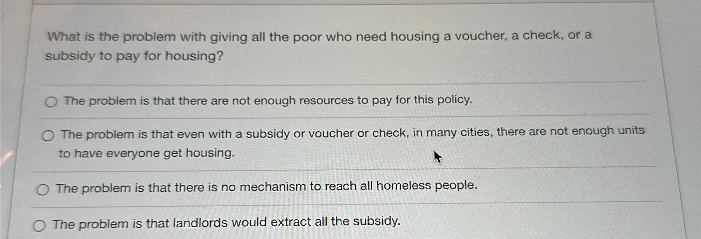 Solved What is the problem with giving all the poor who need | Chegg.com
