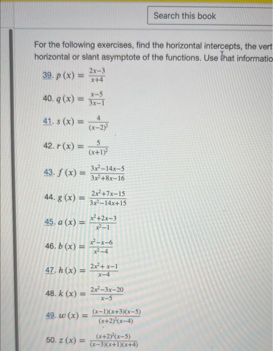 Solved For the following exercises, find the horizontal | Chegg.com