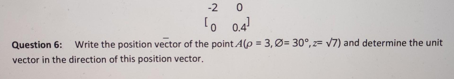 Solved Question 6: Write the position vector of the point | Chegg.com