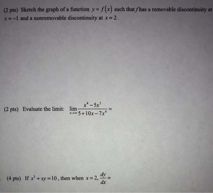 Solved (2 pts) Sketch the graph of a function y= f(x) such | Chegg.com