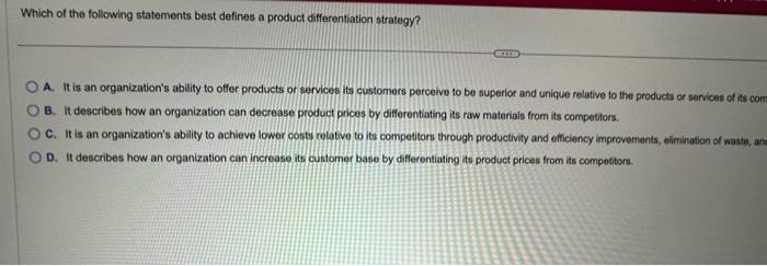 Solved Which of the following statements best defines a | Chegg.com