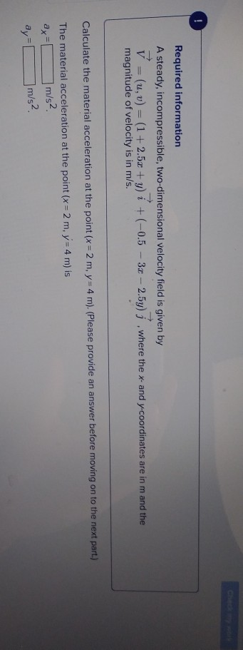 Solved Required information A steady, incompressible, | Chegg.com Solved Required information A steady, incompressible, | Chegg.com