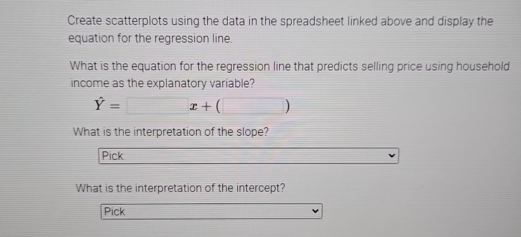 Create scatterplots using the data in the spreadsheet | Chegg.com