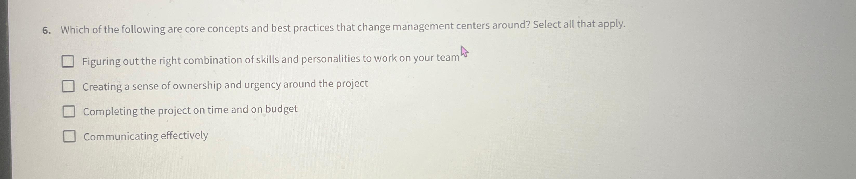 Solved Which of the following are core concepts and best | Chegg.com