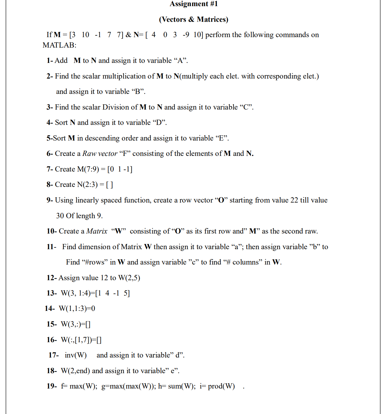 Solved Assignment #1(Vectors & Matrices)If | Chegg.com