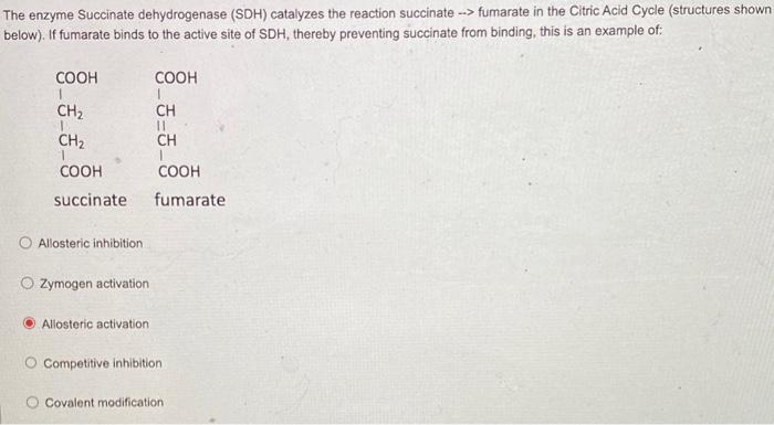 Solved The enzyme Succinate dehydrogenase (SDH) catalyzes | Chegg.com