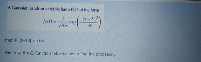 Solved A Gaussian random variable has a PDF of the form | Chegg.com