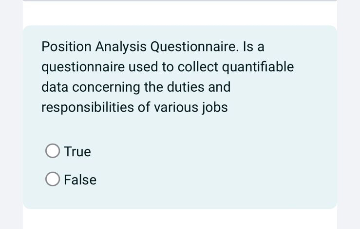 Solved Position Analysis Questionnaire. Is a questionnaire | Chegg.com