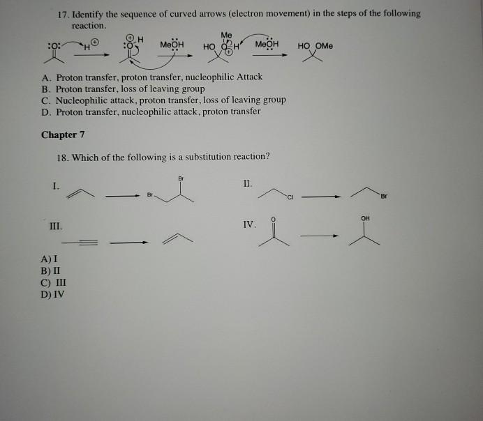 Solved 17. Identify the sequence of curved arrows (electron | Chegg.com