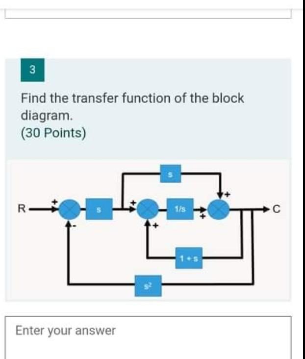 Solved 3 Find the transfer function of the block diagram. | Chegg.com