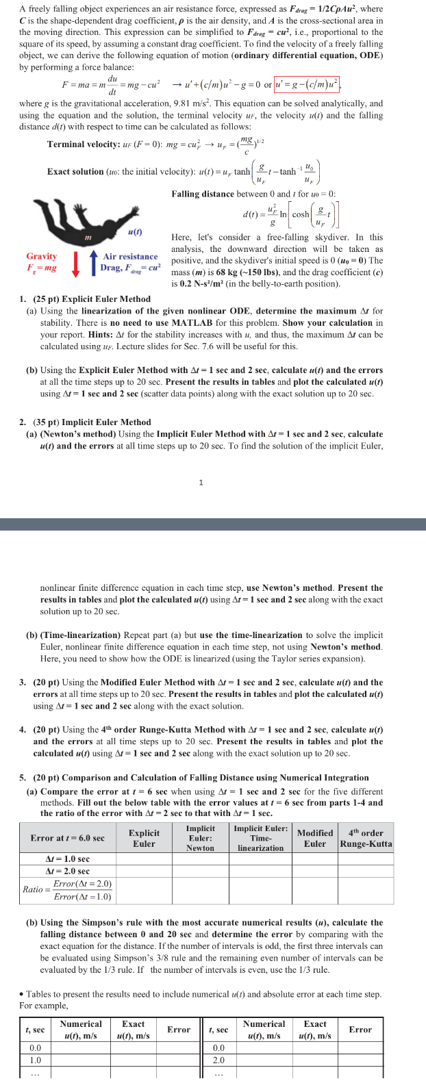 Solved by an EXPERT A freely falling object experiences an air resistance | Chegg.com