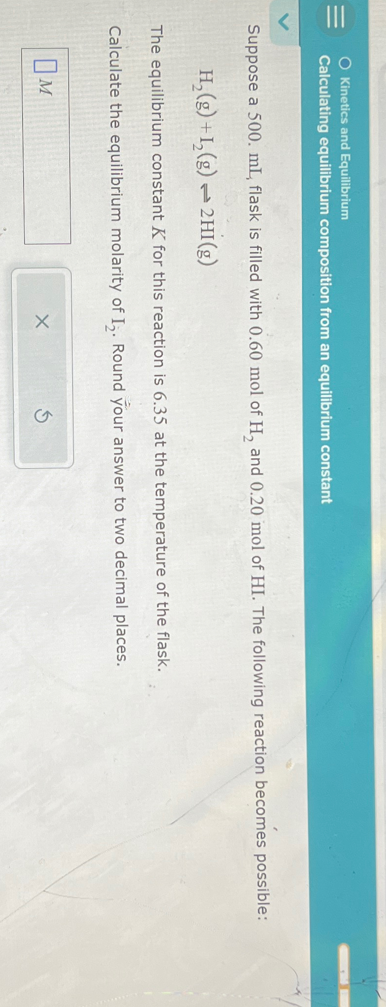 Solved Kinetics and EquilibriumCalculating equilibrium | Chegg.com