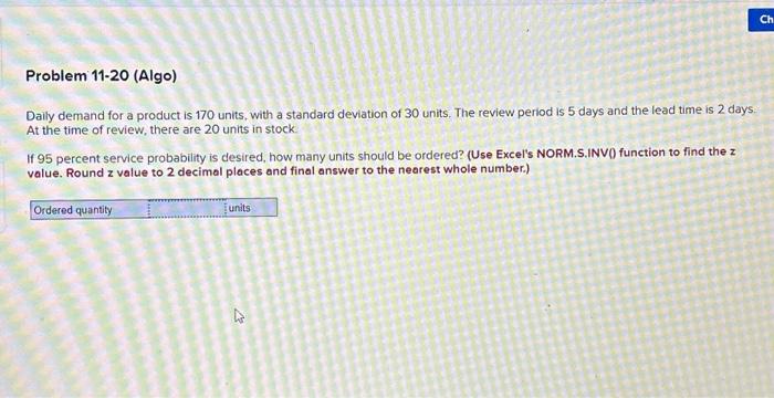 Solved Daily demand for a product is 170 units, with a | Chegg.com