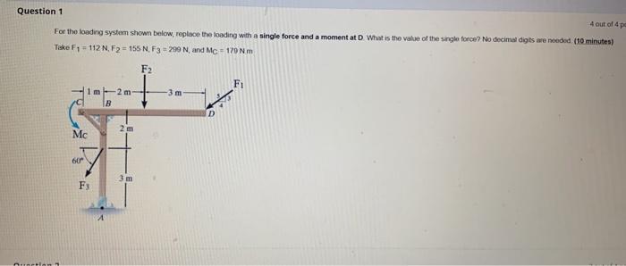Solved Question 1 4 out of 4p For the loading system shown | Chegg.com