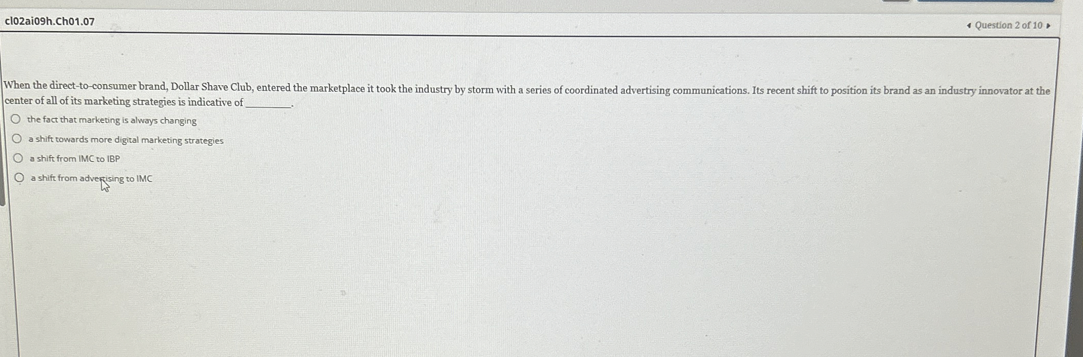 Solved cl02ai09h.Ch01.07Question 2 ﻿of 10When the | Chegg.com