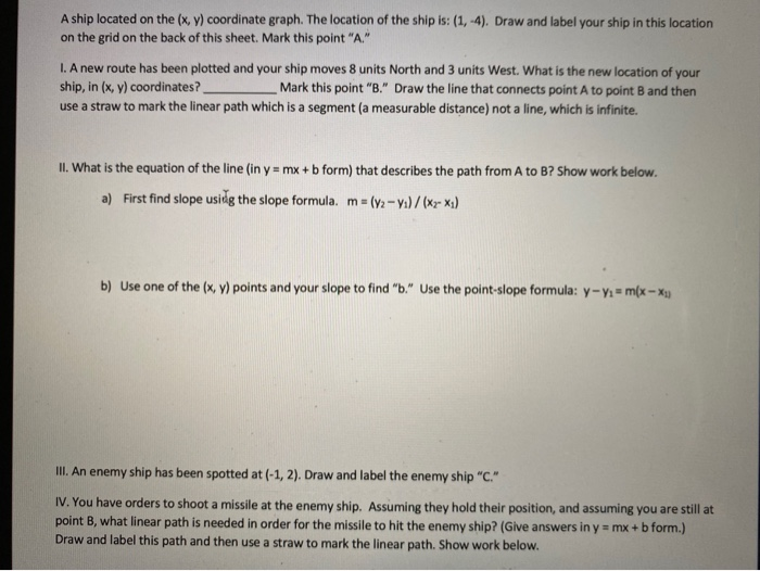 Solved A ship located on the x, y) coordinate graph. The | Chegg.com