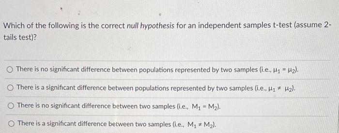 Solved Which of the following is the correct null hypothesis | Chegg.com