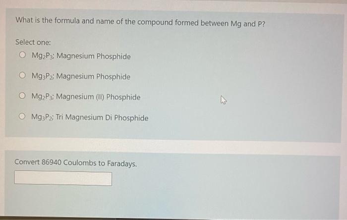 Solved What is the formula and name of the compound formed | Chegg.com