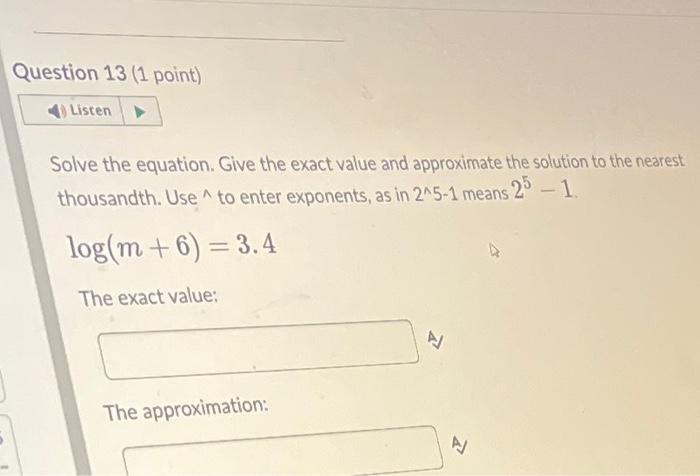 Solved Solve the equation. Give the exact value and | Chegg.com
