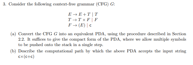 Solved Consider the following context-free grammar (CFG) G | Chegg.com