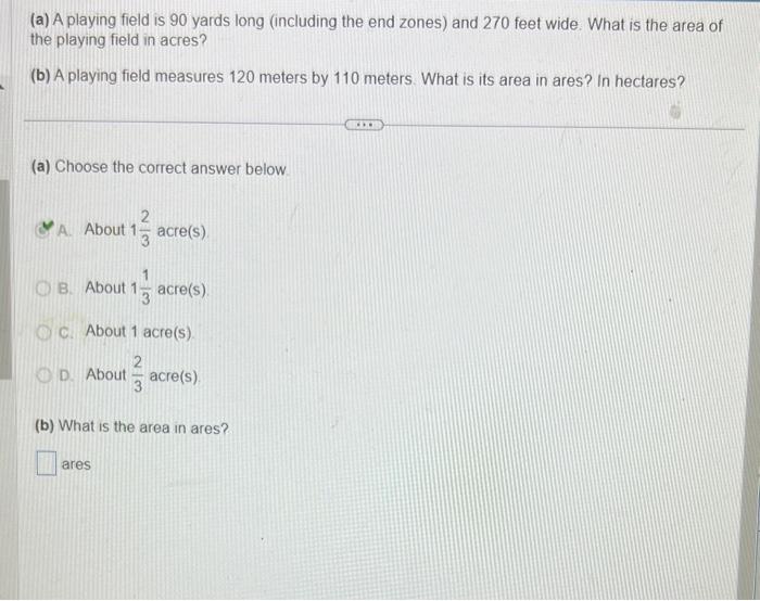 Solved (a) A playing field is 90 yards long (including the | Chegg.com