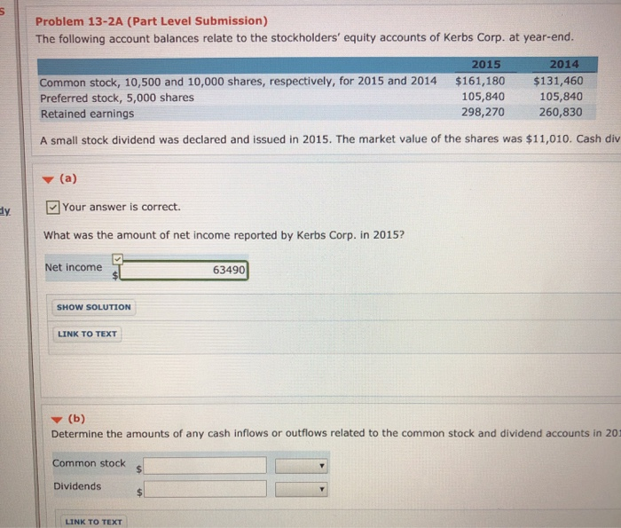Solved Problem 13-2A (Part Level Submission) The following | Chegg.com